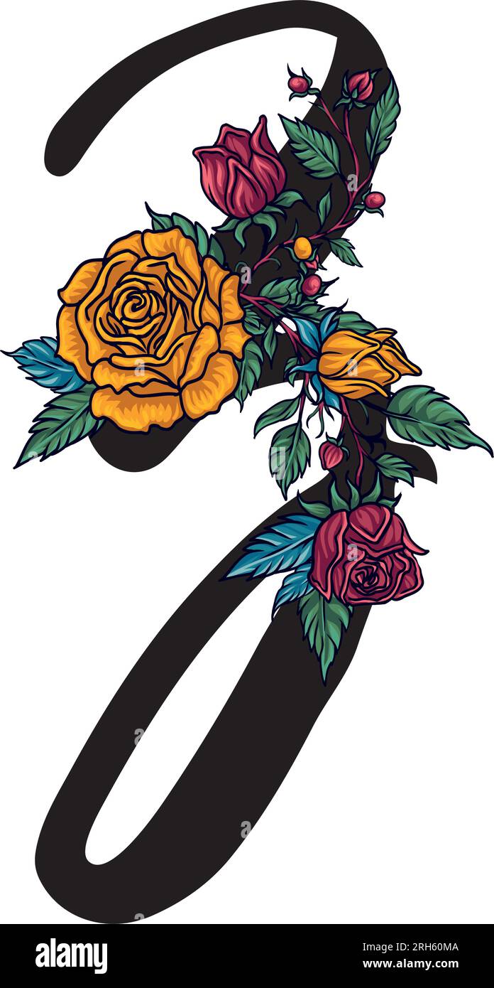 letter Z handwritten font with roses, hand lettering with hand drawn ...