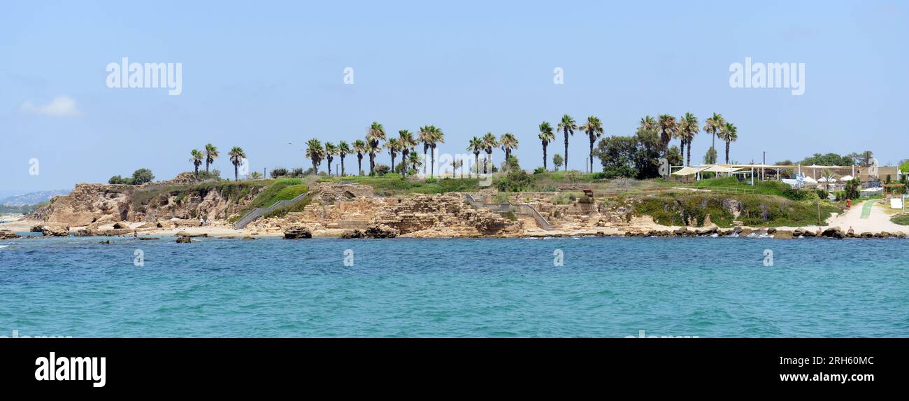 A view of the ancient harbour in Caesarea, Israel Stock Photo - Alamy