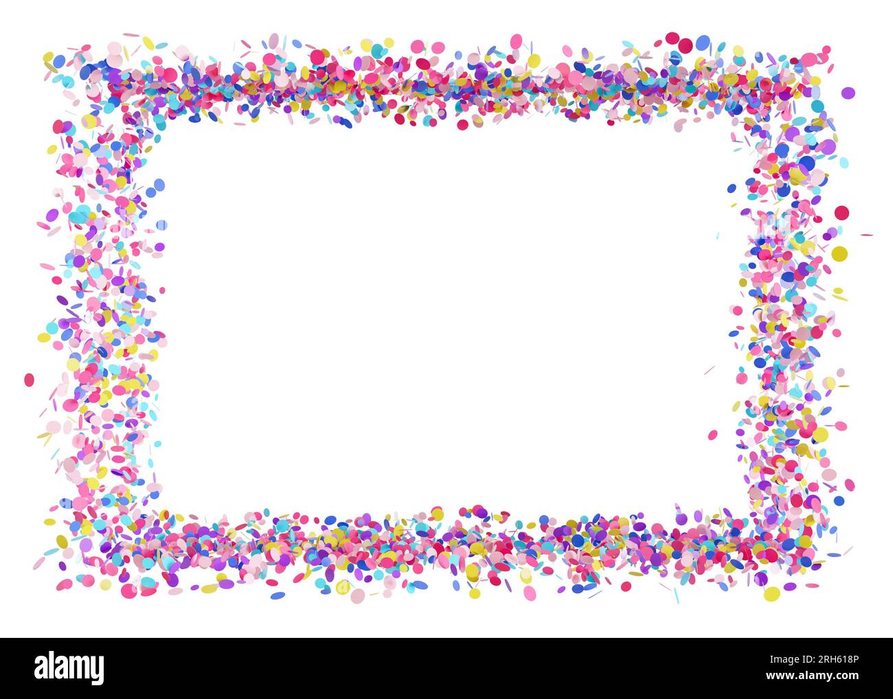 Colorful confetti isolated on white background. Multicolor, vibrant foreground. Frame, border ...