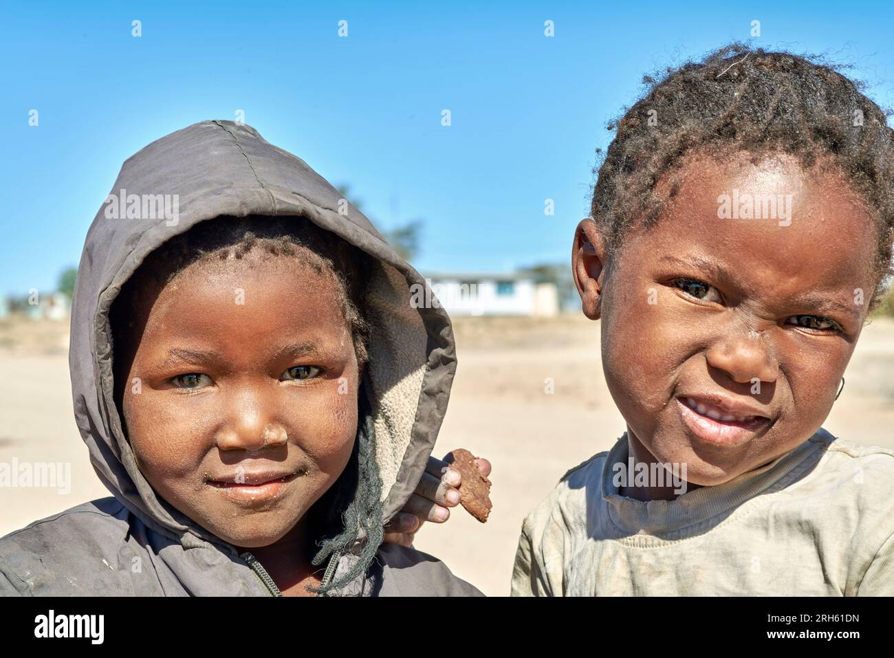 Namibia. Portrait of a group of children in a village of Damaraland ...
