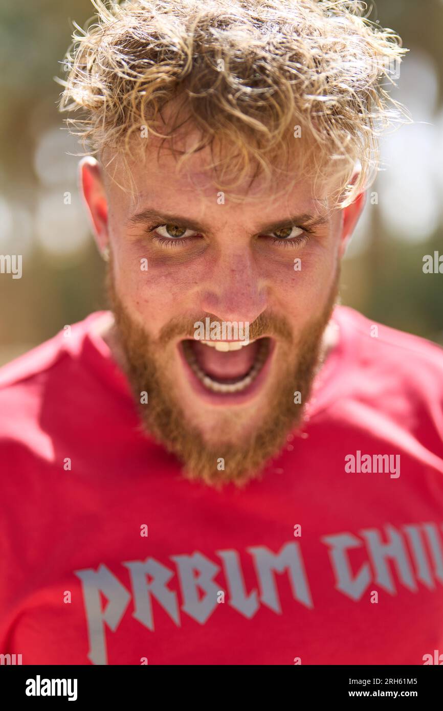 Celebrity YouTuber Jake Paul before his fight with Tommy Fury in Saudi ...