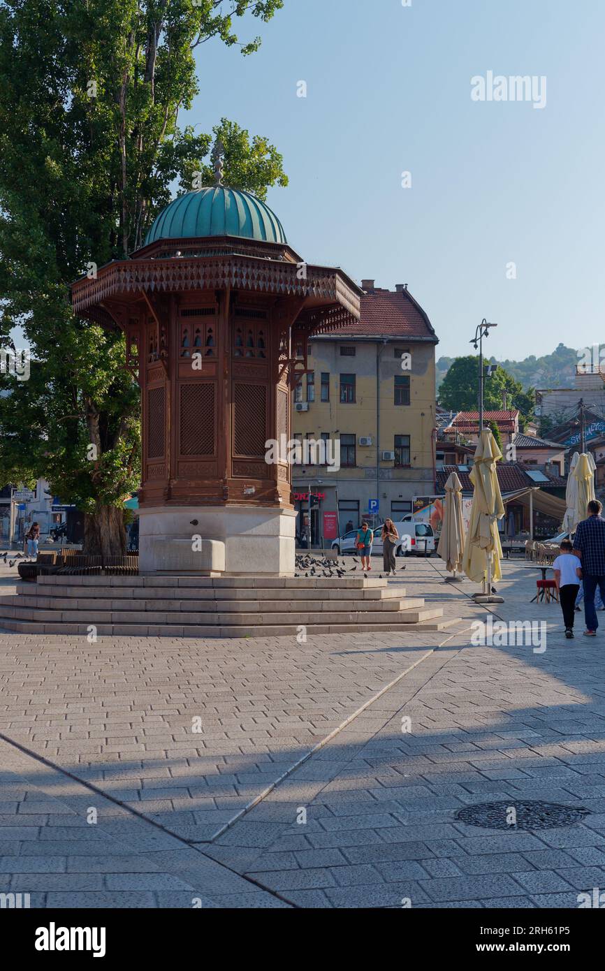 The Sebilj, an ottoman Style fountain in the Baščaršija neighbourhood ...
