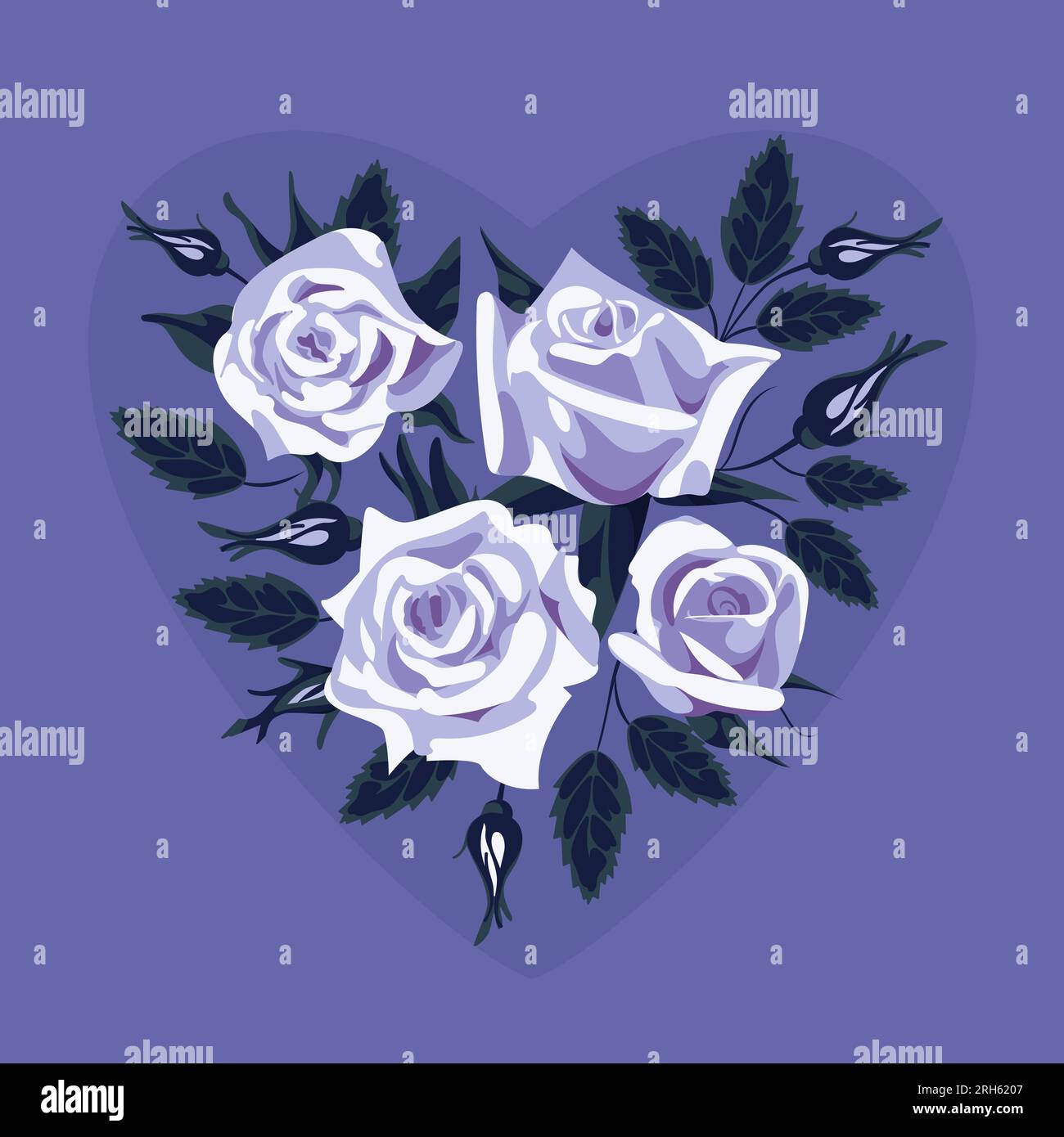 A bouquet of English roses in the shape of a heart. Realistic style ...