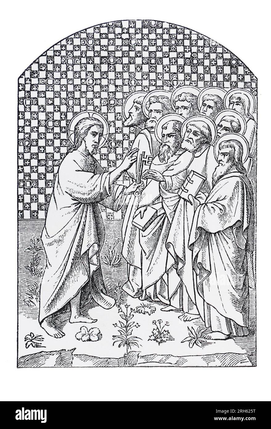 Jesus's Commission to Saint Peter; "Feed my Flock". Engraving from ...