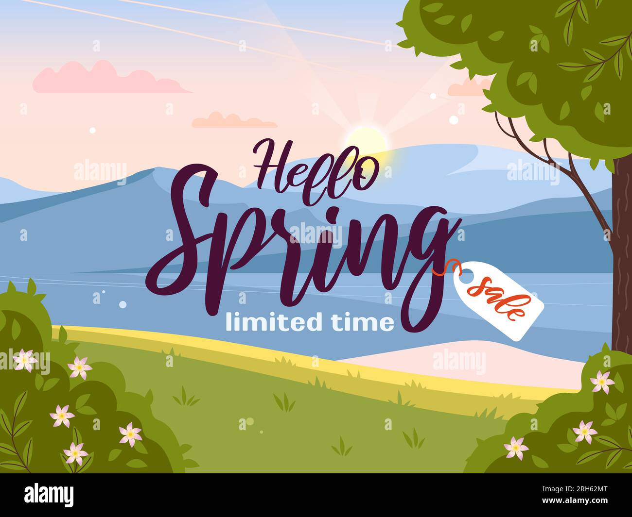 Calm spring evening on pier Stock Vector Images - Alamy