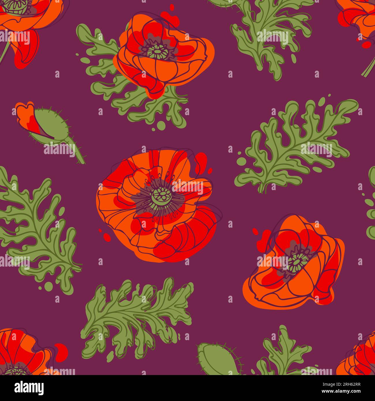 Red poppy flowers on meadow Stock Vector Images - Alamy