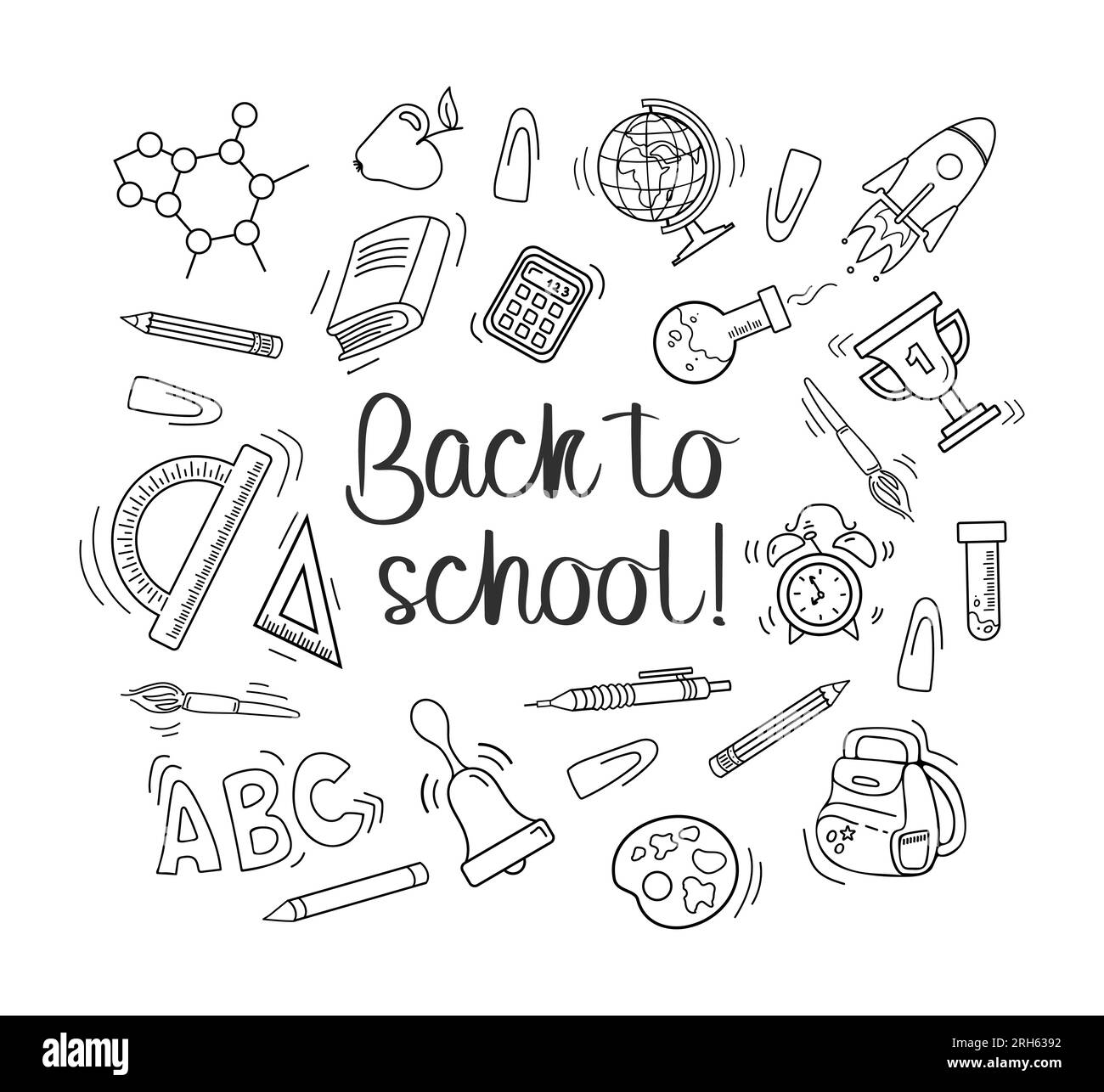 Back to school. Set of elements in doodle style. Writing supplies ... Back to school. Set of elements in doodle style. Writing supplies ...