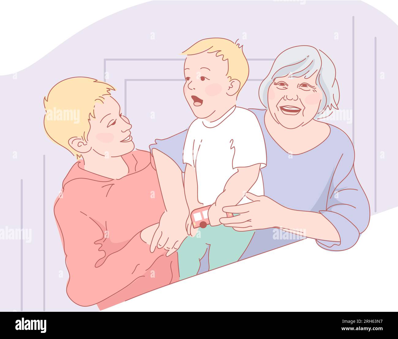 Grandmother and grandchildren hug and laugh. Loving family ...