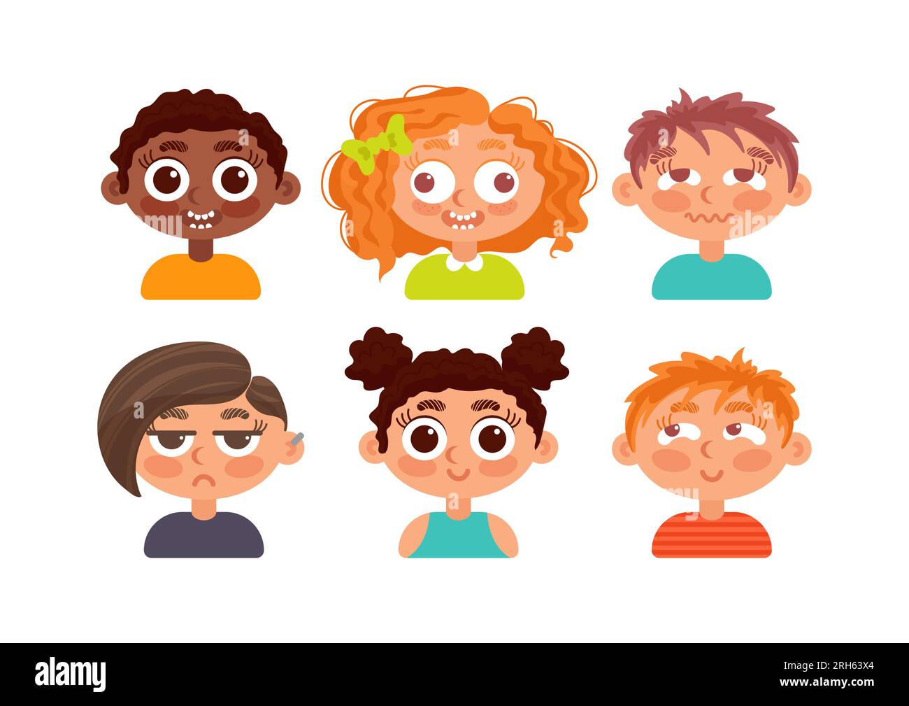 Set of childrens faces of different ethnicities. Positive negative ...