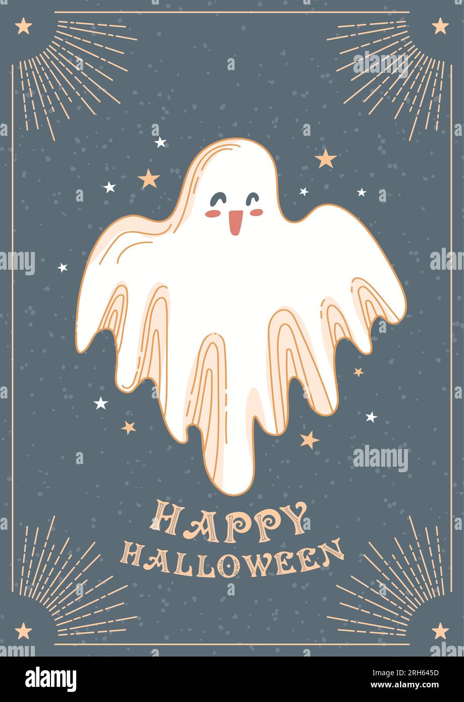 Happy halloween. Cute baby ghost. Trick or treat. night, stars. In ...