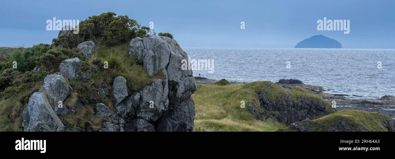 View the Ailsa Craig Island from Dunure Castle, Scotland Stock Photo ...