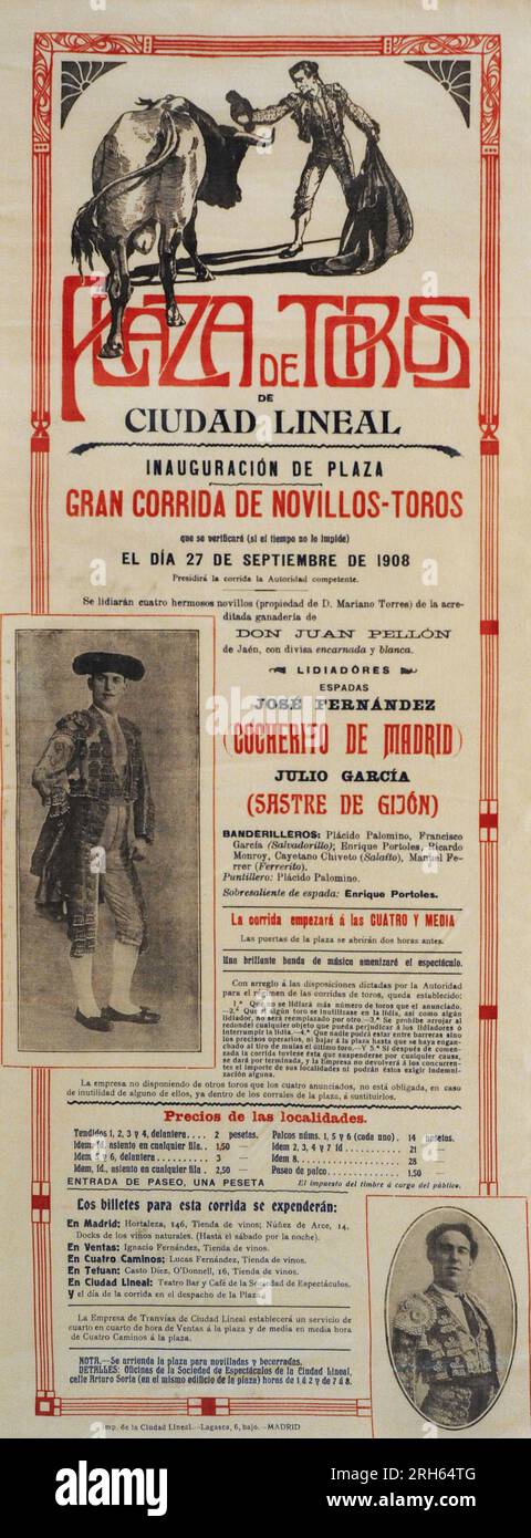 Inauguration of the bullring in Ciudad Lineal, 1908 (Madrid, Spain ...