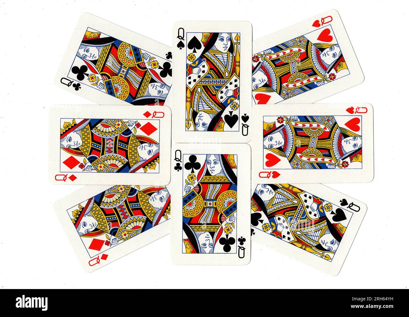 Vintage playing cards showing a display of queens Stock Photo - Alamy