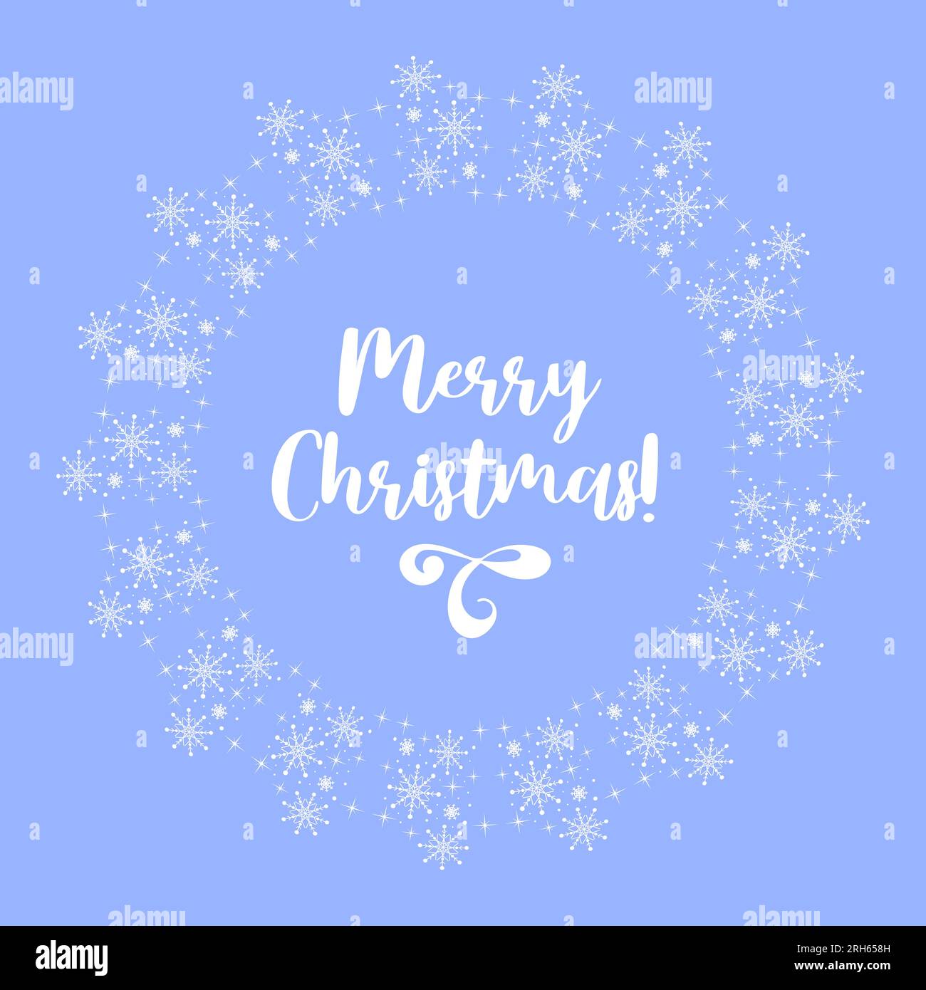 Merry Christmas. Round frame of geometric snowflakes. Frosty pattern on ...
