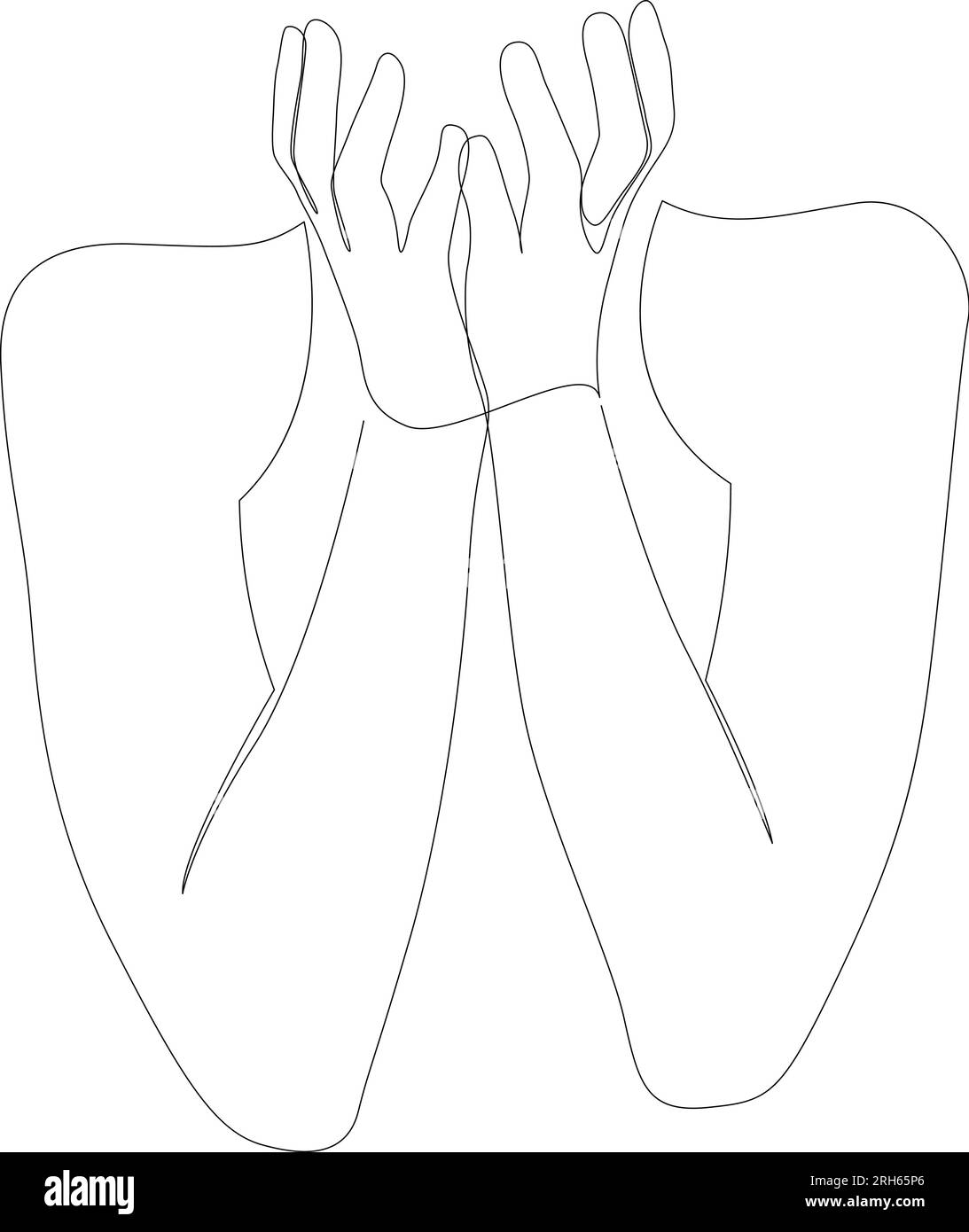 Continuous One Line Drawing Of Shocked Young Woman Covering Her Face