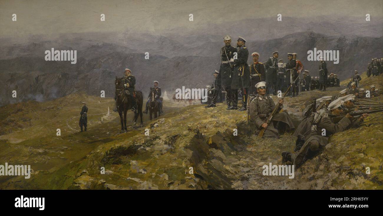 Jaroslav Vesin (1860-1915). Czech painter. Manoeuvres, 1899. Part of ...