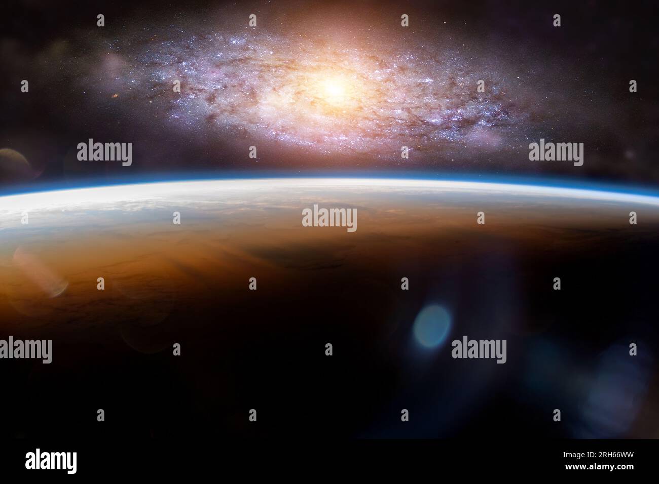 Planet Earth with stars and galaxies. Elements of this image furnished ...