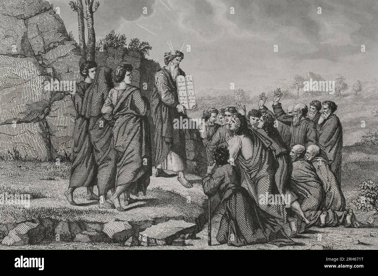 Old Testament. Exodus. Moses when descending from Mount Sinai with the ...