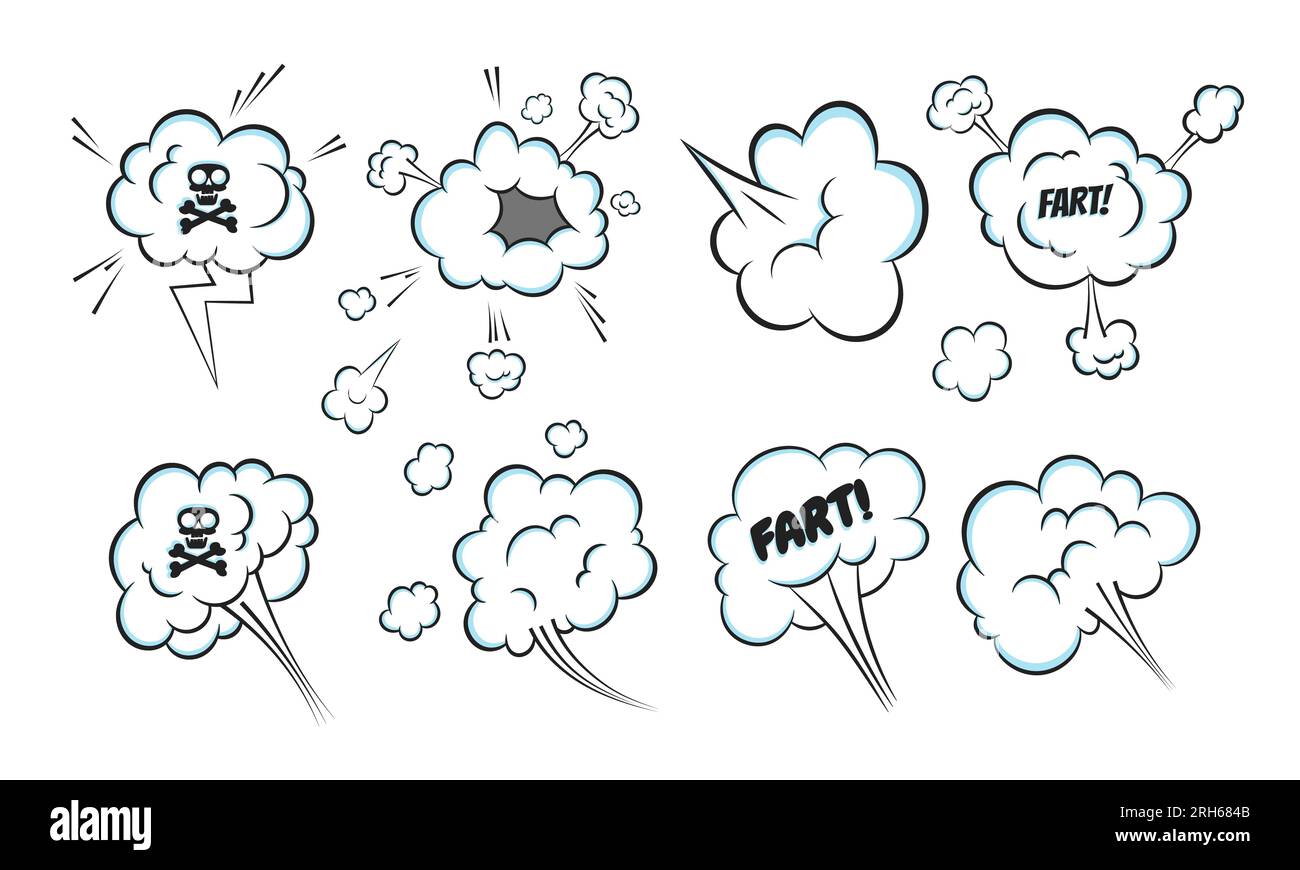 Smelling pop art comic book cartoon fart cloud flat style design vector ...