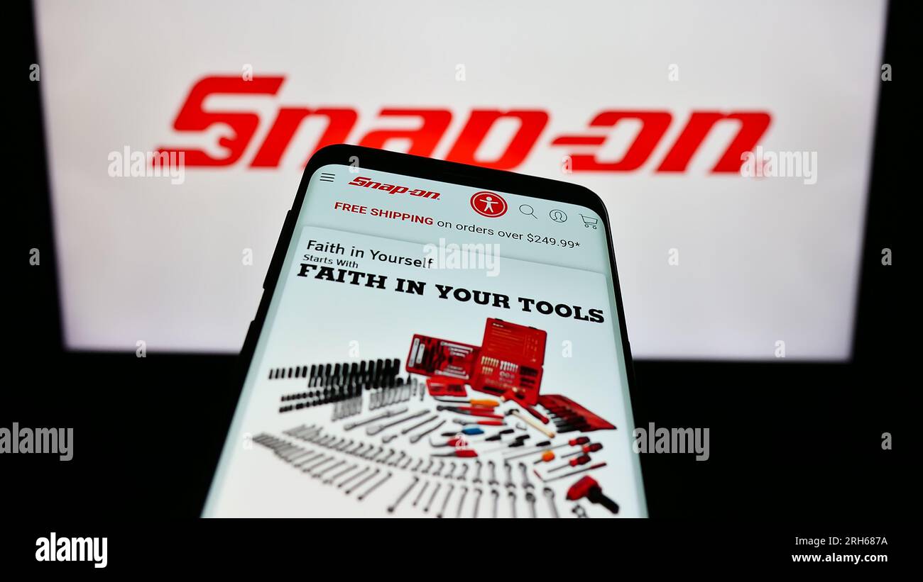 Smartphone with website of US tools company Snap-on Incorporated on ...