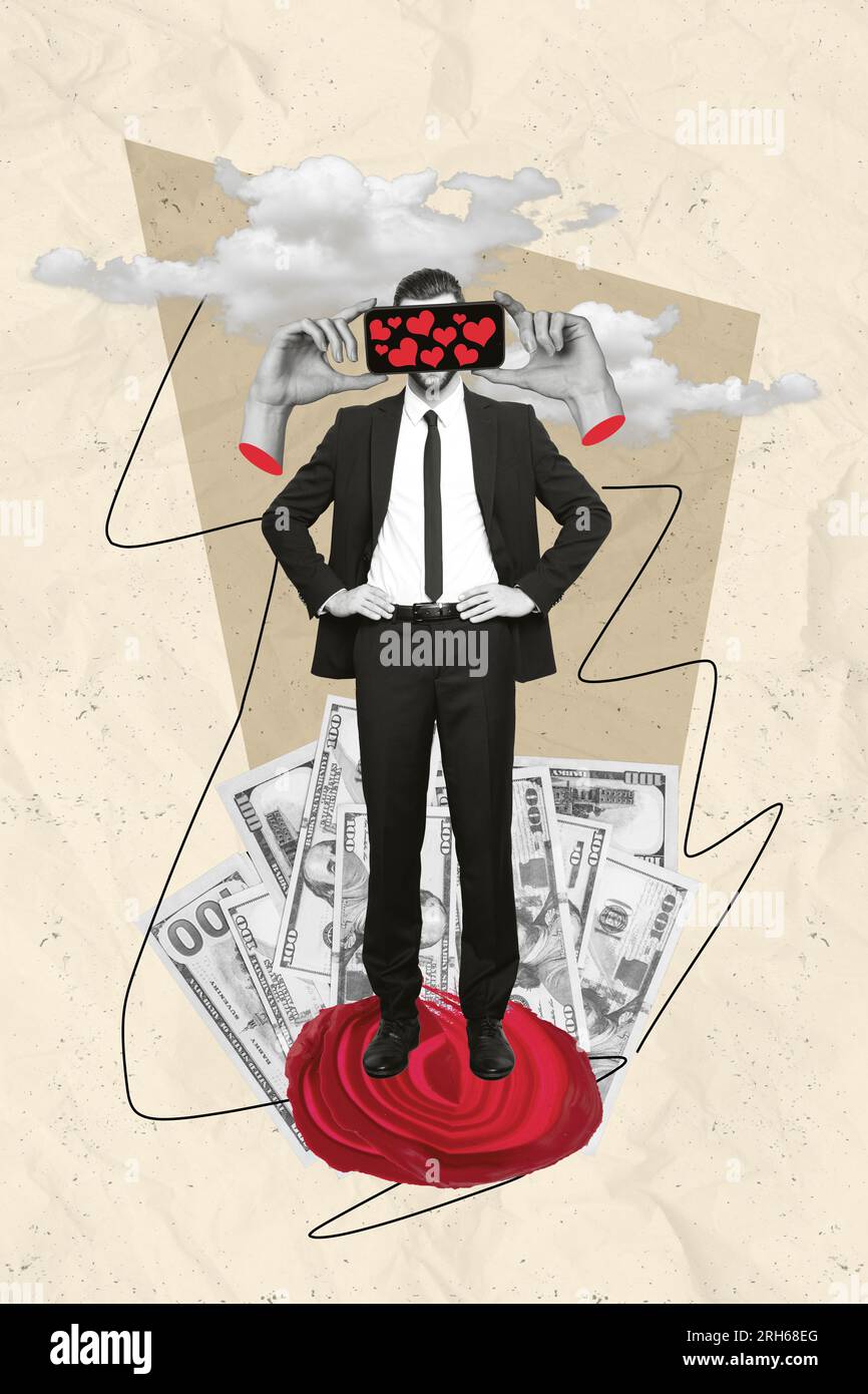 Exclusive magazine picture sketch collage image of addicted guy buying ...