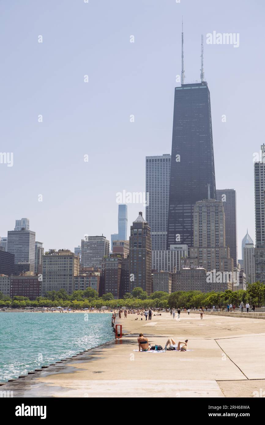 Concrete beach in the Gold Coast, Chicago, Illinois, USA Stock Photo ...