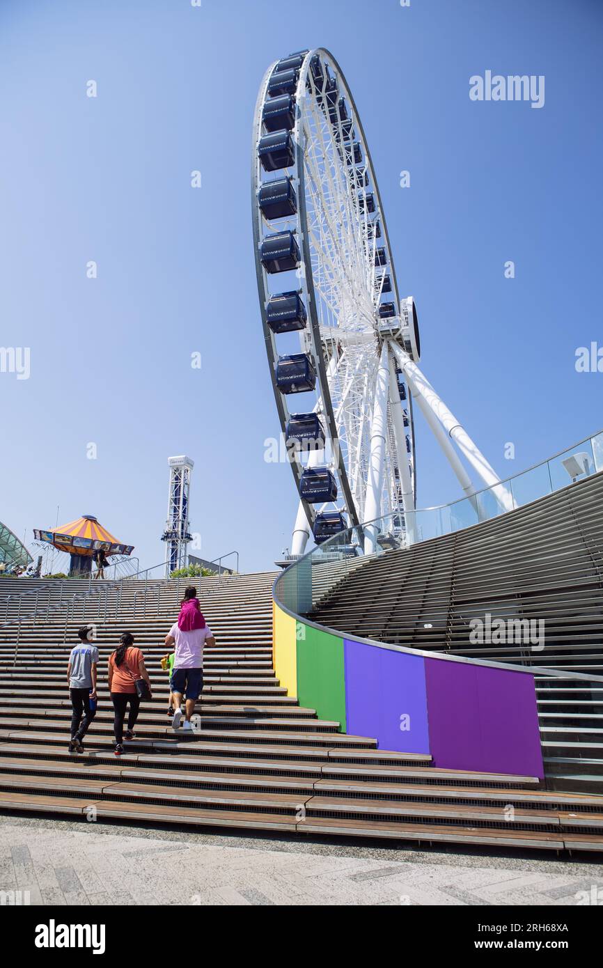 Navy Pier Centennial wheel taken with a wide angle lens complete with ...