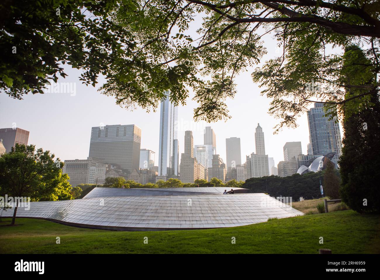 Side view of the BP Pedestrian Bridge clad in brushed stainless-steel ...