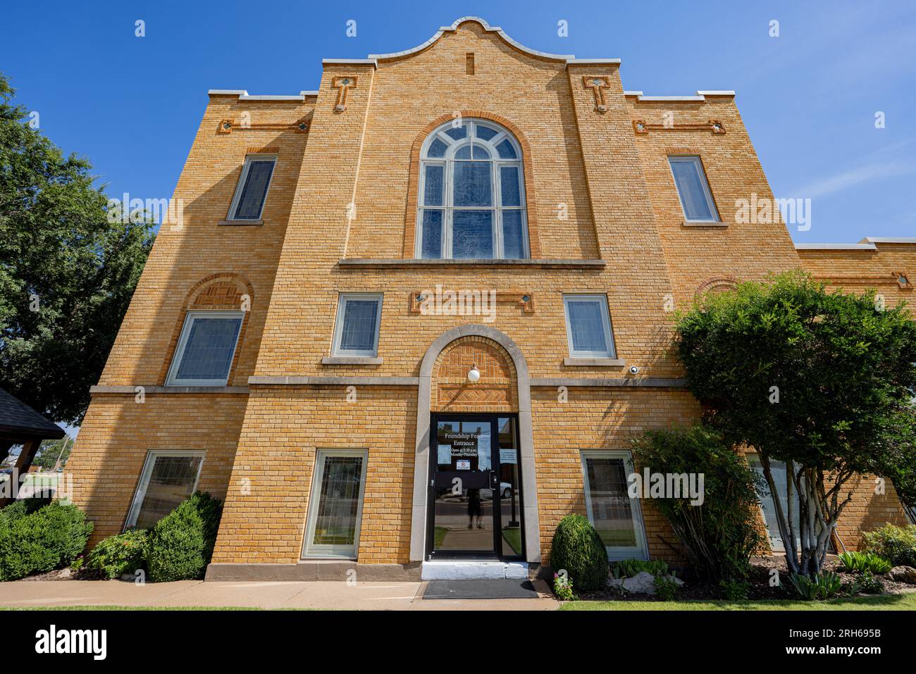 Oklahoma, AUG 3 2023 - Sunny exterior view of the First Christian ...