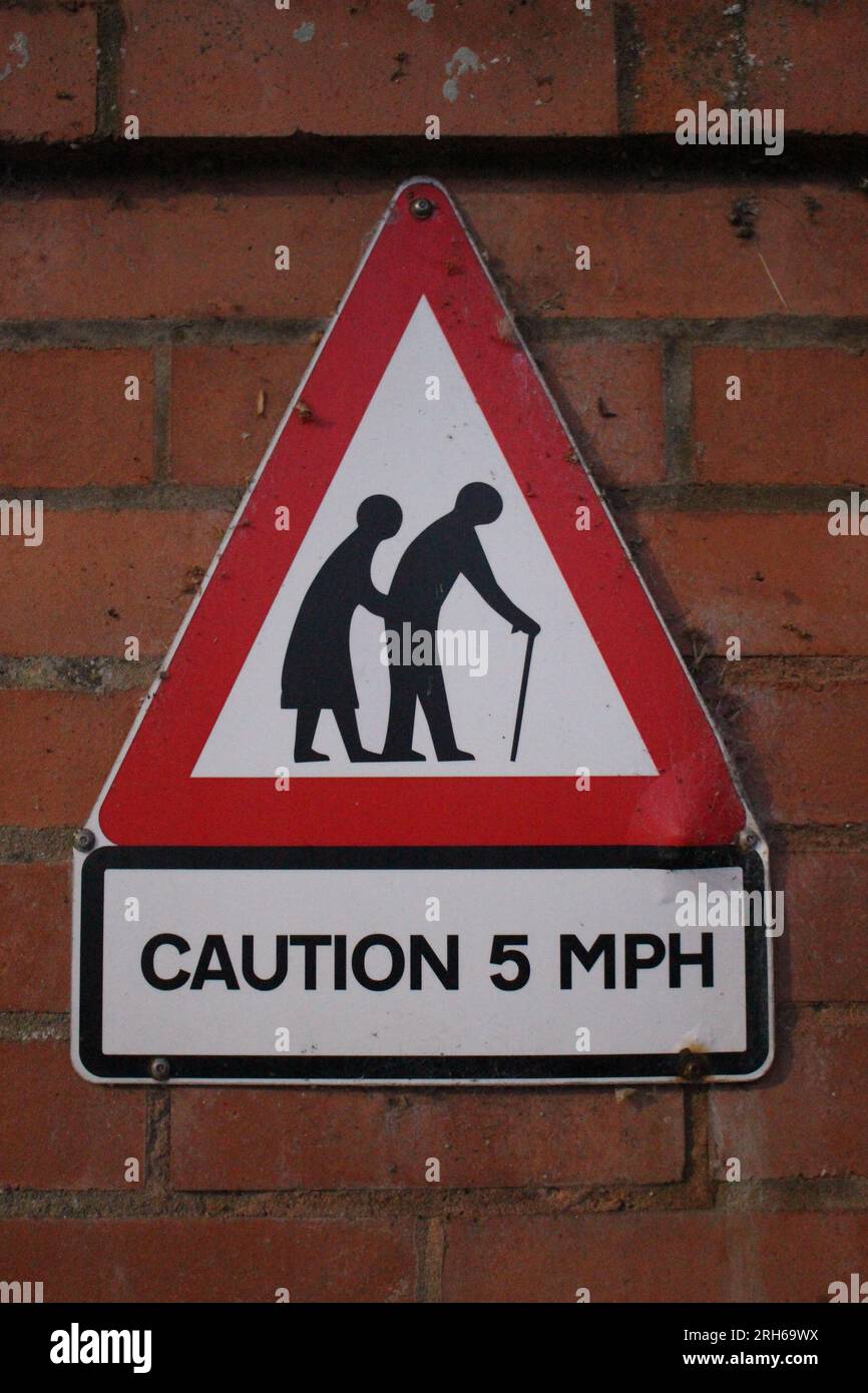 Caution elderly people pedestrian crossing triangle road sign Stock ...