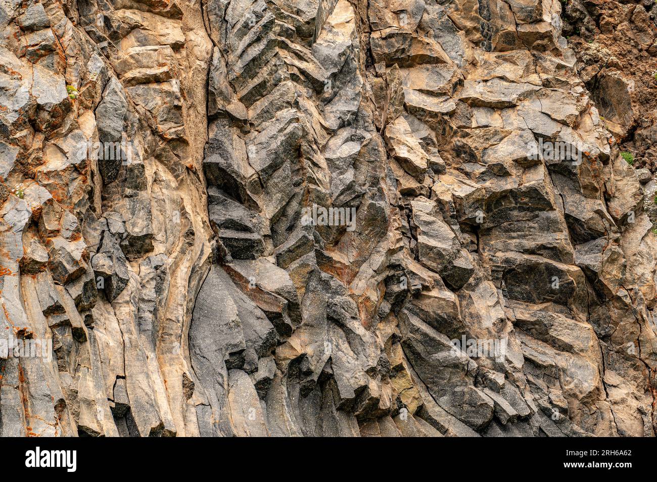 natural rock background texture. Basalt columns, rock formation ...