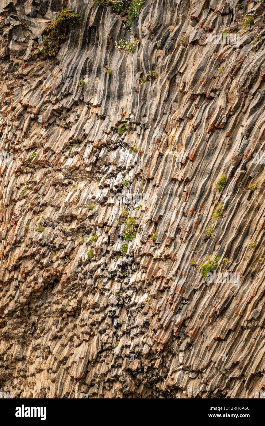 natural rock background texture. Basalt columns, rock formation ...