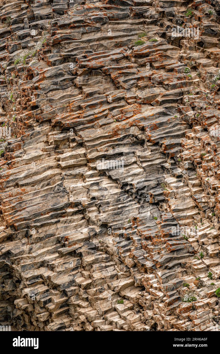 natural rock background texture. Basalt columns, rock formation ...