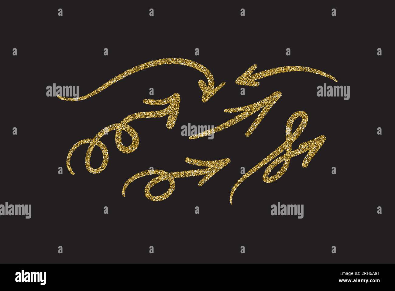 Set of hand drawn glitter gold arrows Stock Vector Image & Art - Alamy