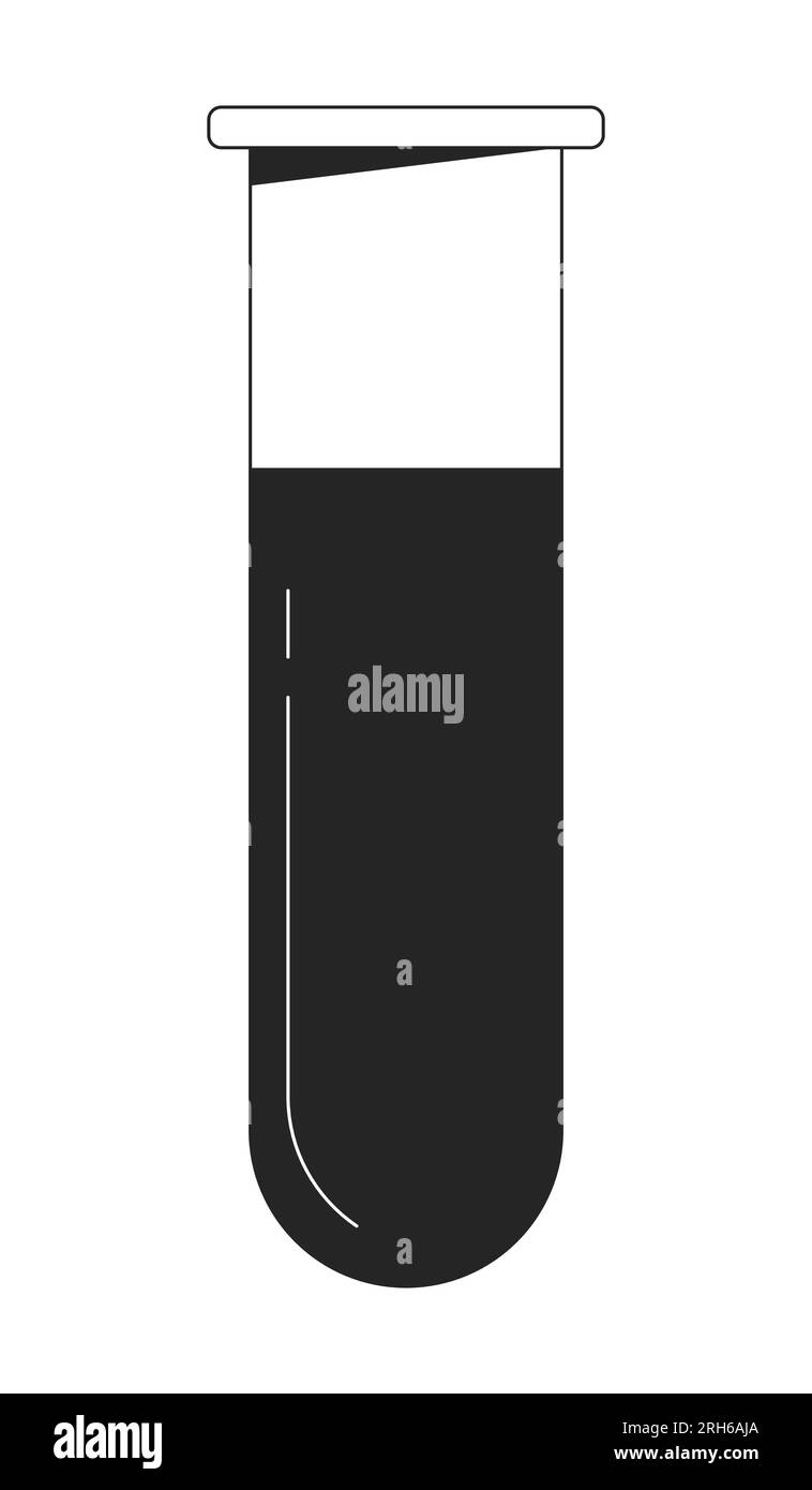 Test Tube With Liquid Flat Monochrome Isolated Vector Object Stock