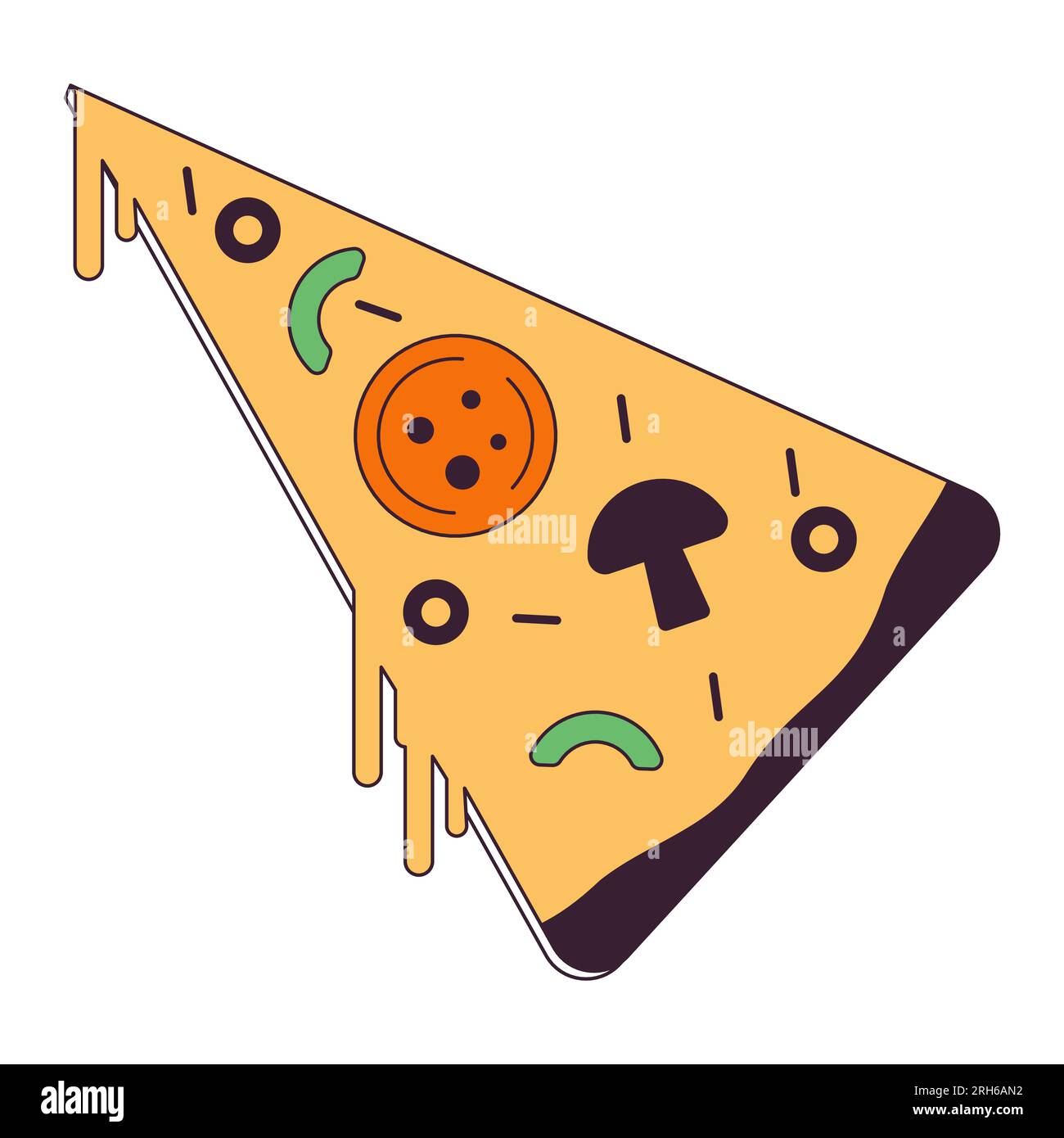 Italian pizza slice flat monochrome isolated vector object Stock Vector ...