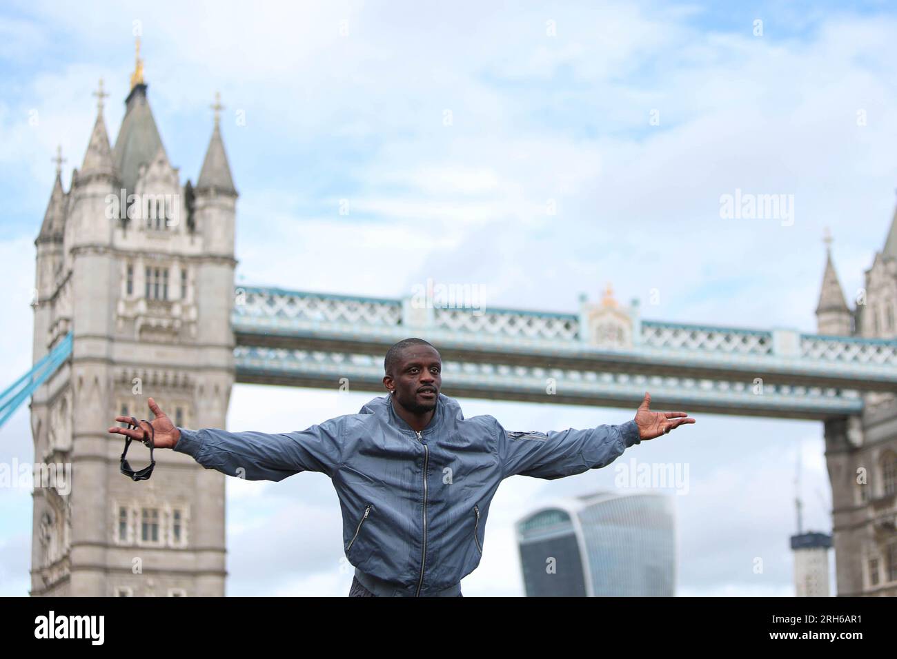 EDITORIAL USE ONLY Magician Richard Essien, also known as Magical Bones, appears to levitate ...