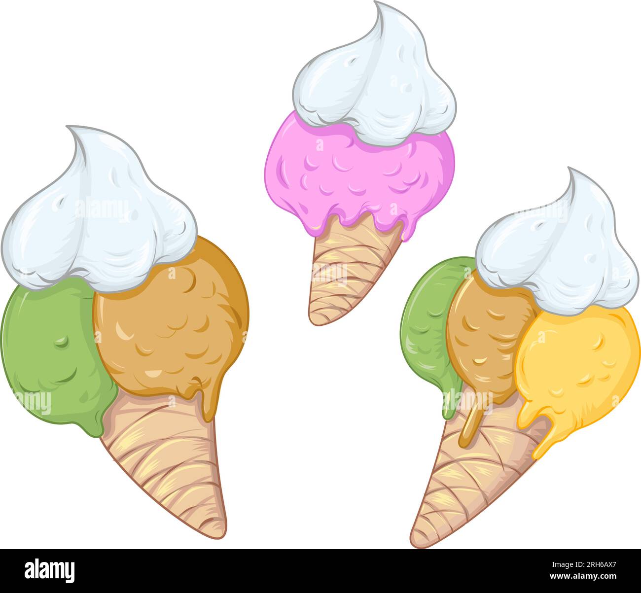 Collection ice cream cones . vector illustration Stock Vector Image ...