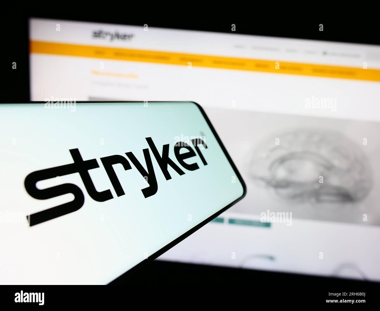 Smartphone with logo of US medical technology company Stryker ...