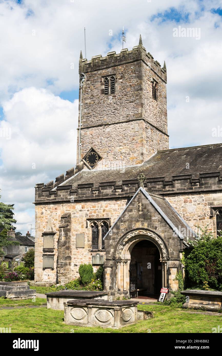 The tower of St Marys church in Kirkby Lonsdale, Cumbria, England, UK ...
