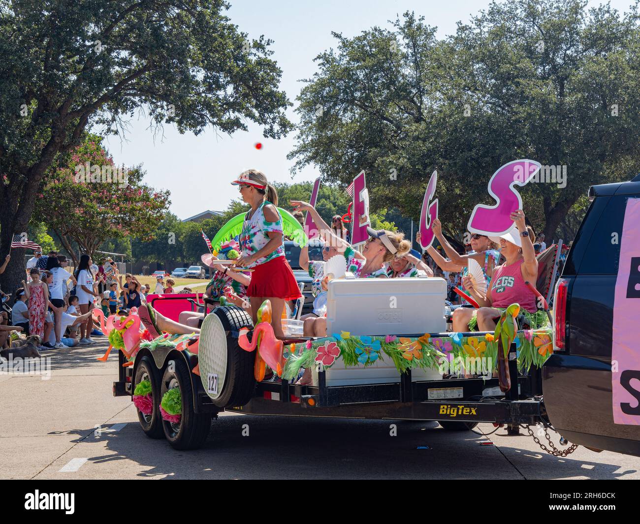 Texas, JUL 4 2023 - Sunny view of a July 4th community parade in Dallas ...