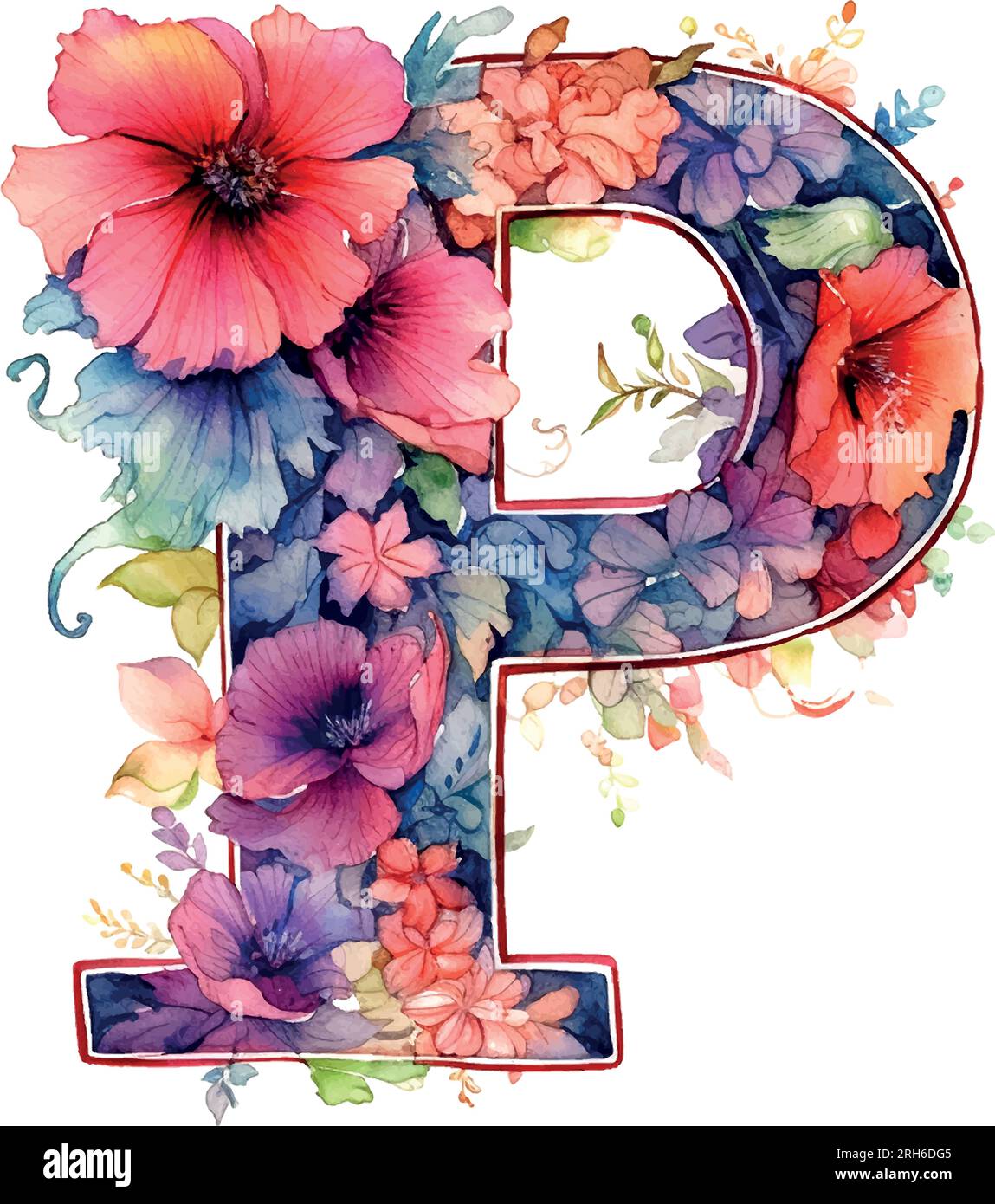 Modern monogram P watercolor, great design for any purposes. alphabet ...
