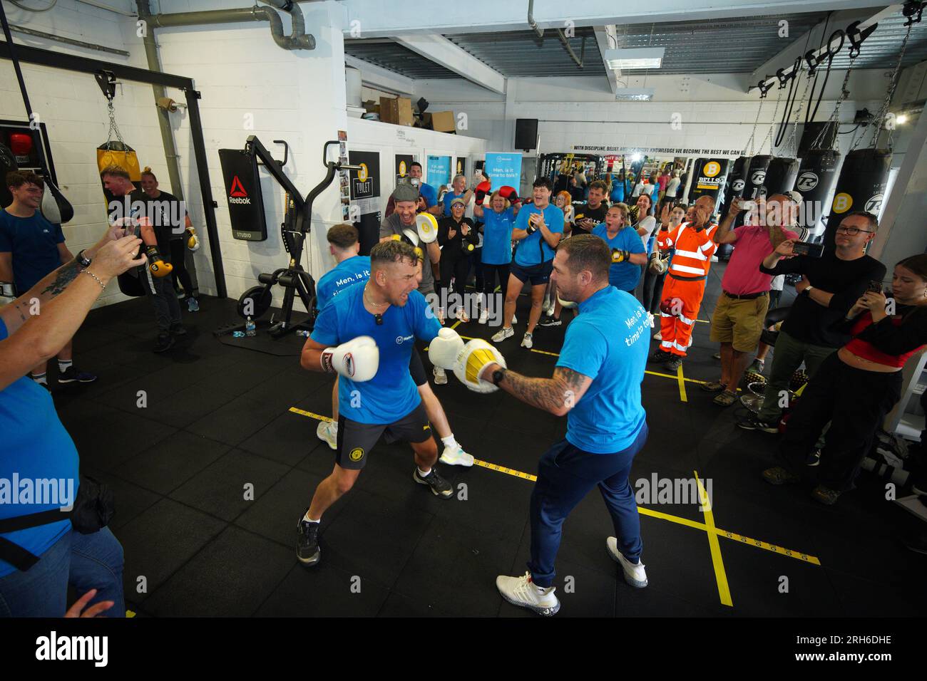 Jamie Moore (right) sparring with Dave Thompson as he nears the end of ...