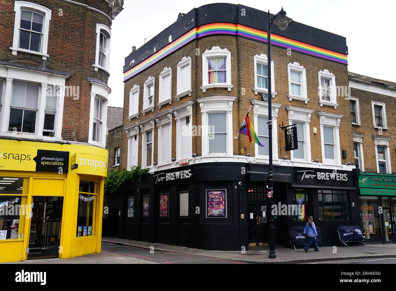 The scene outside the Two Brewers in Clapham High Street, south London ...