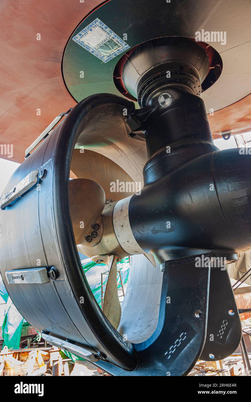 The Azimuth Schottel Stern thrusters on a Diving Support Ship during ...