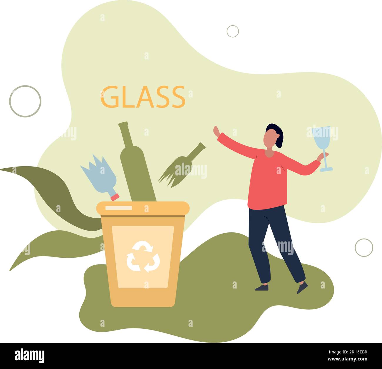 Waste segregation. Sorting garbage by material and type in colored ...