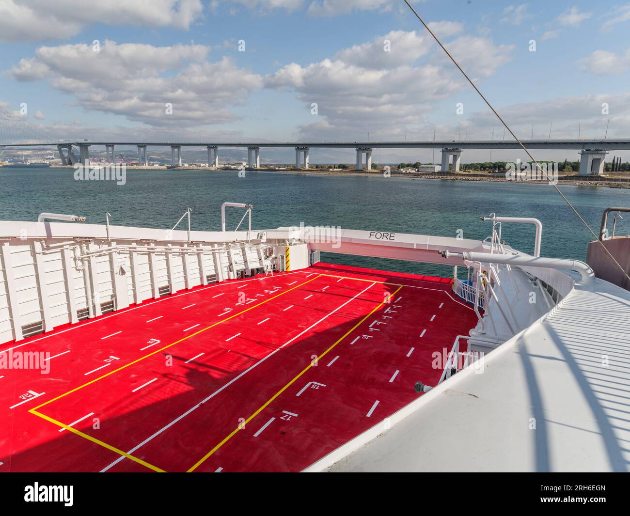 high quality and beautiful photo of front deck of a ship / cruise ...