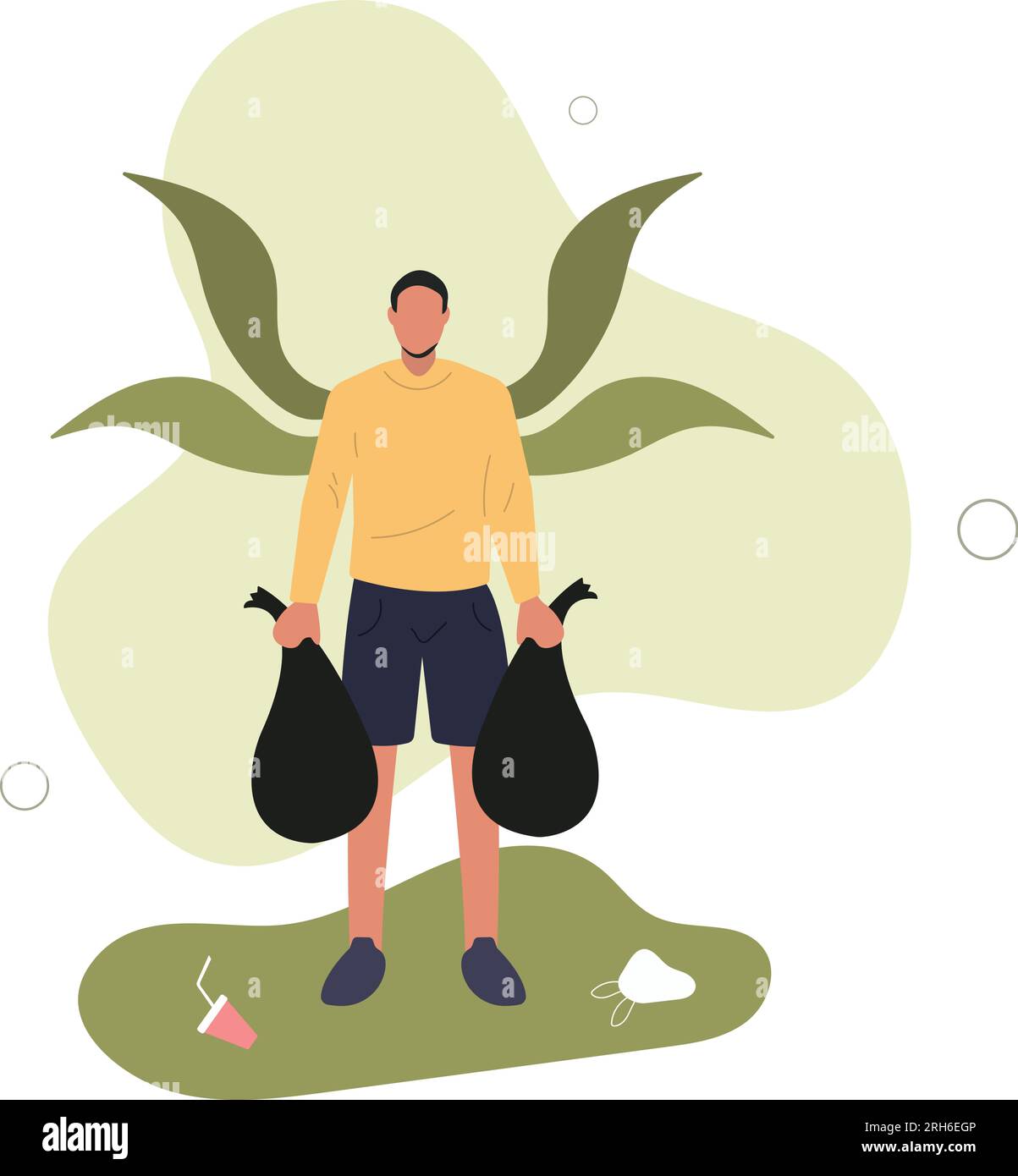 collecting litter picking plastic waste raking garbage, eco voluntary ...