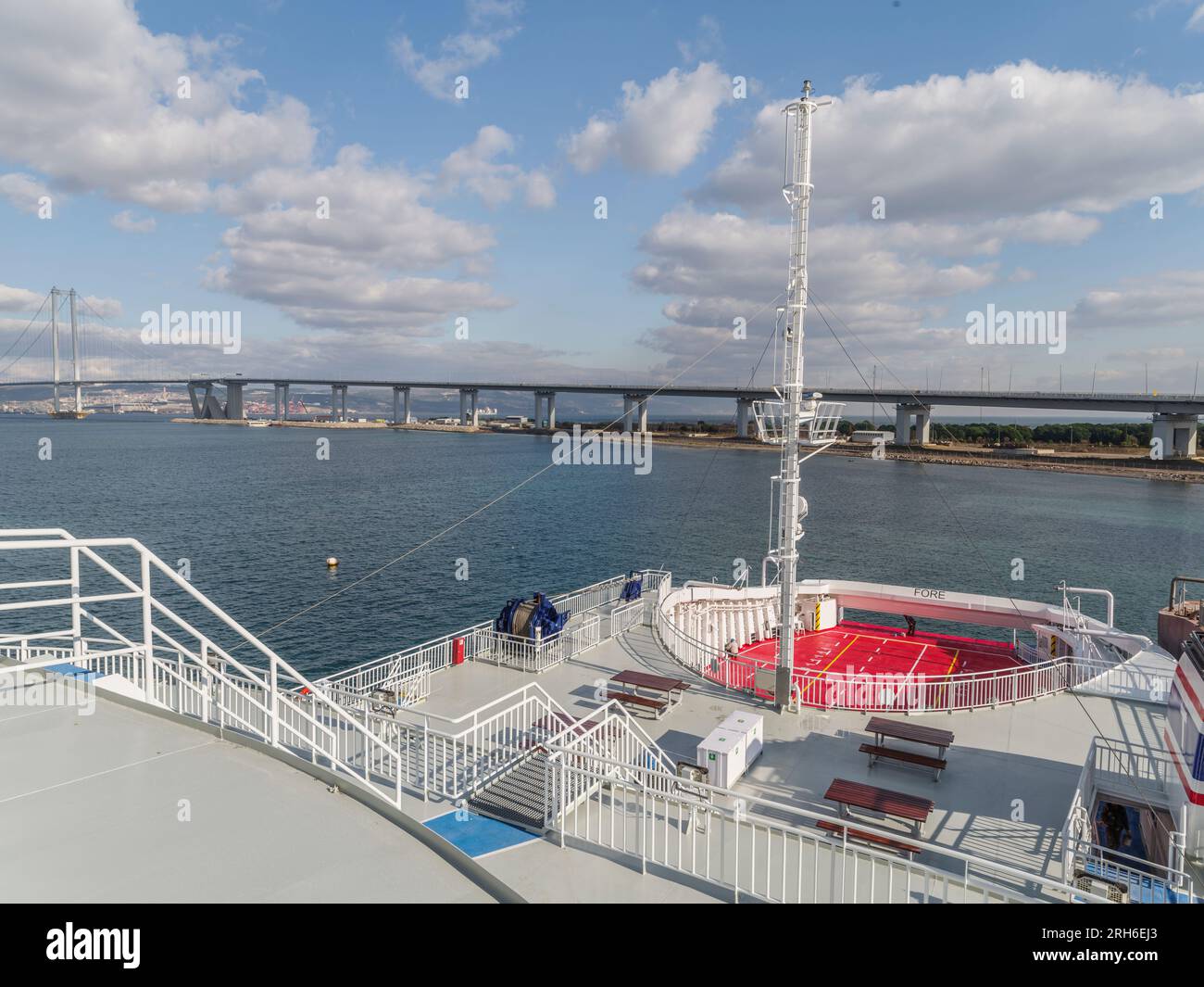 high quality and beautiful photo of front deck of a ship / cruise ...