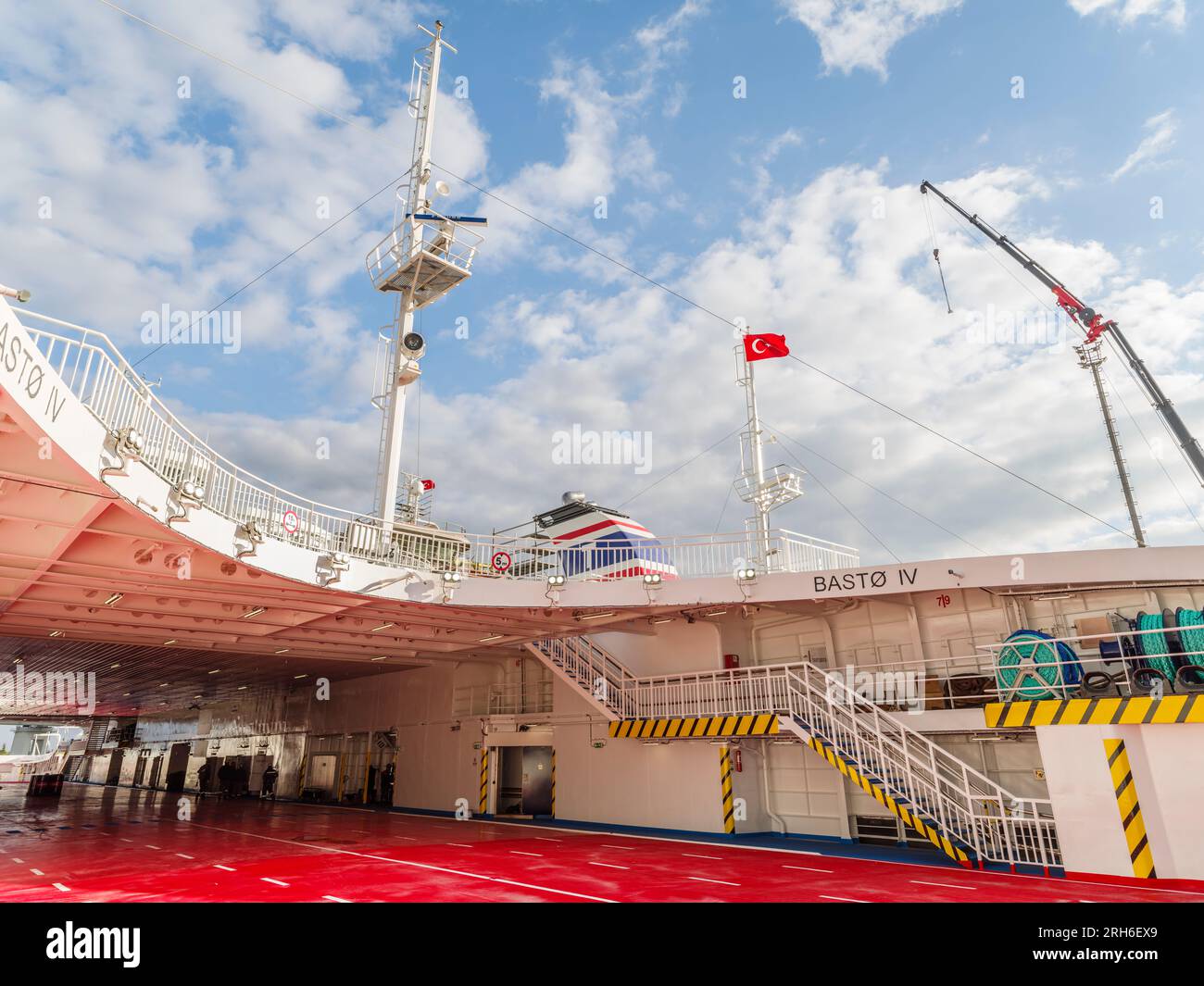 high quality and beautiful photo of front deck of a ship / cruise ...